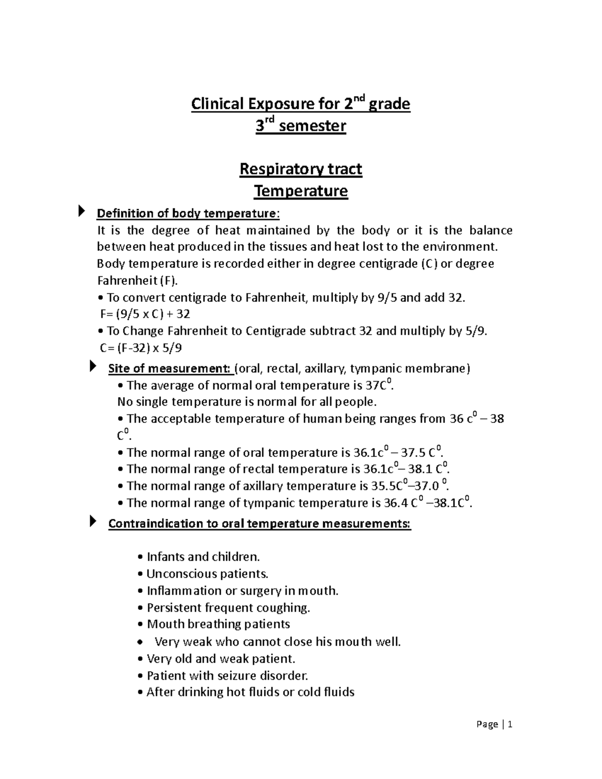 Clinical exposure (2nd year) third semester handout - Clinical Exposure ...