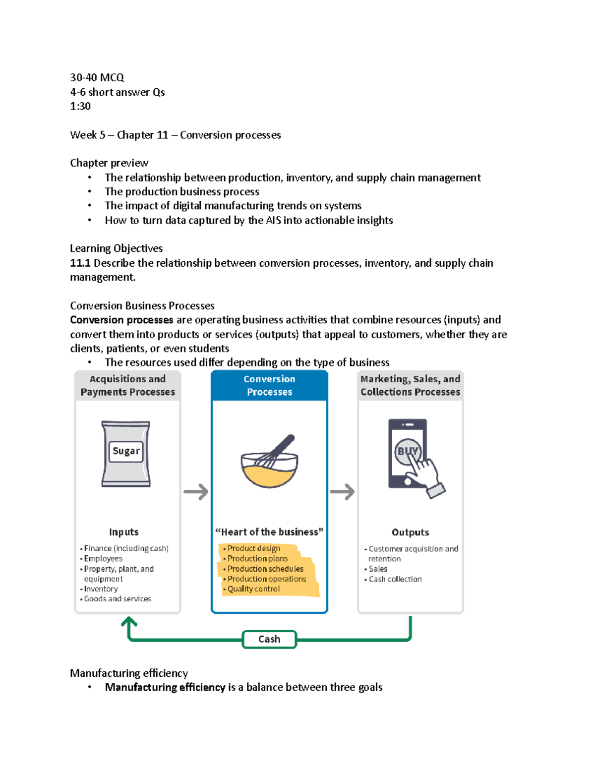 Week 5 - Oct7 - Lecture and textbook notes - 30-40 MCQ 4-6 short answer ...