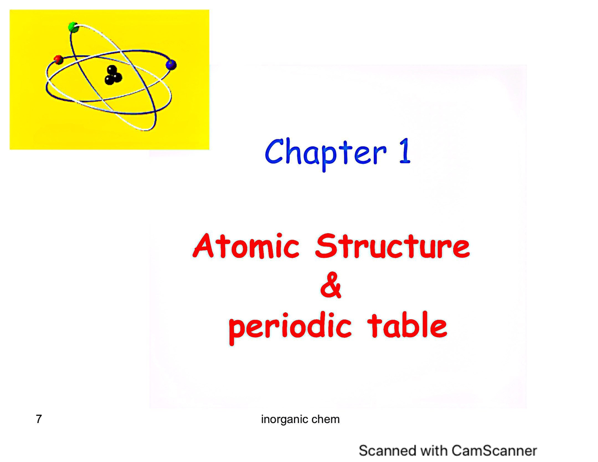 2023 atomic structure,periodic table lec 1,2 - Physical Chemistry - Studocu