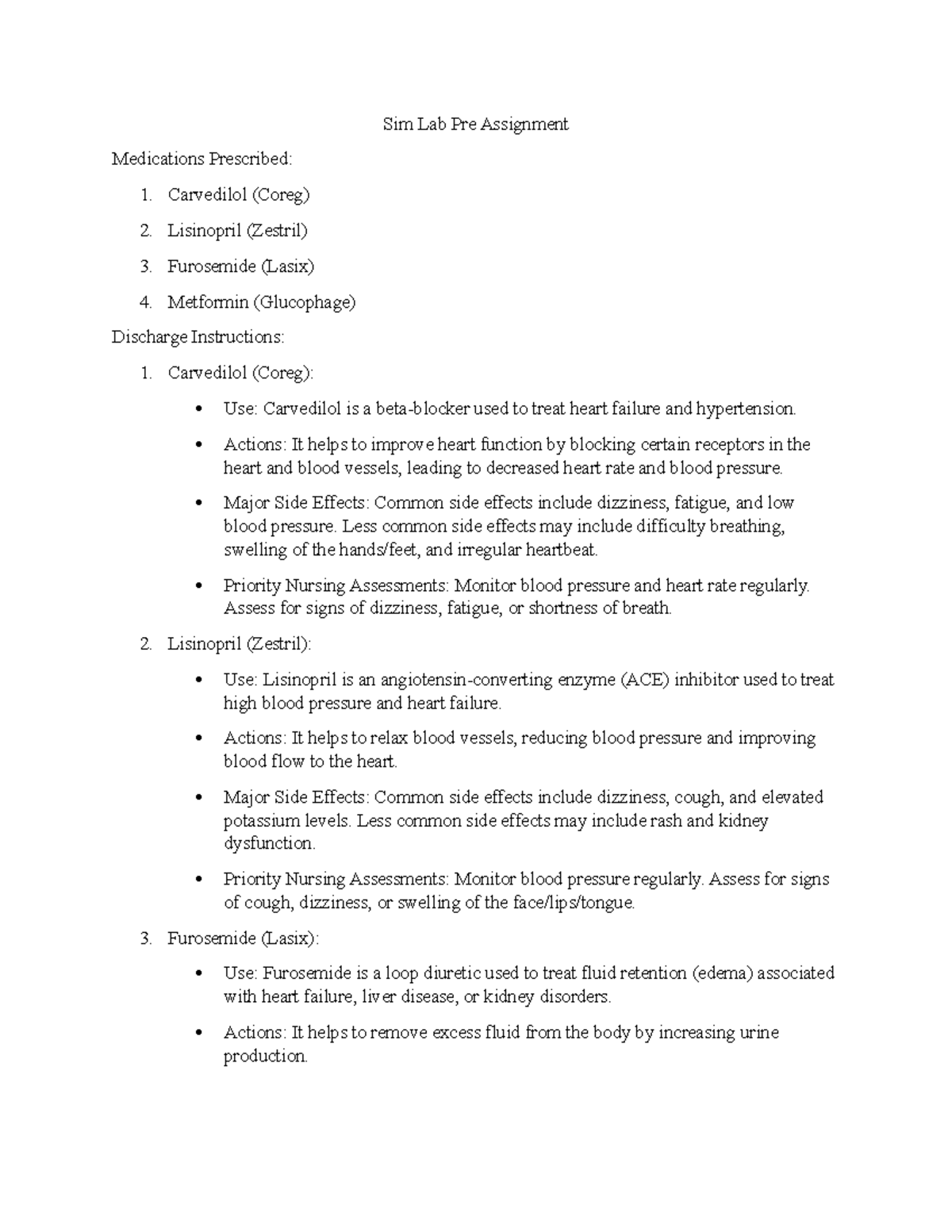 Sim Lab Medsurg - Sim Lab Pre-assignment - Sim Lab Pre Assignment ...
