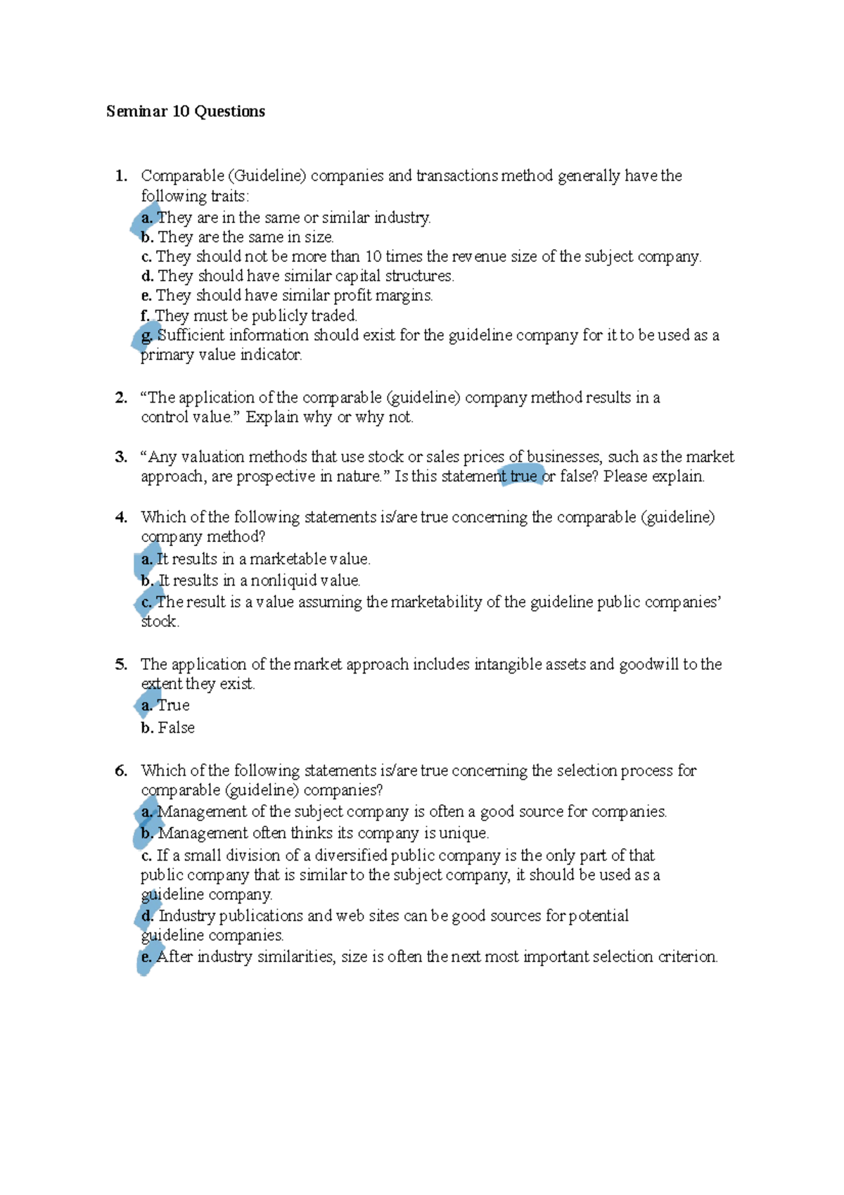 Seminar 10 Questions - Audit Practice Notes - Seminar 10 Questions ...