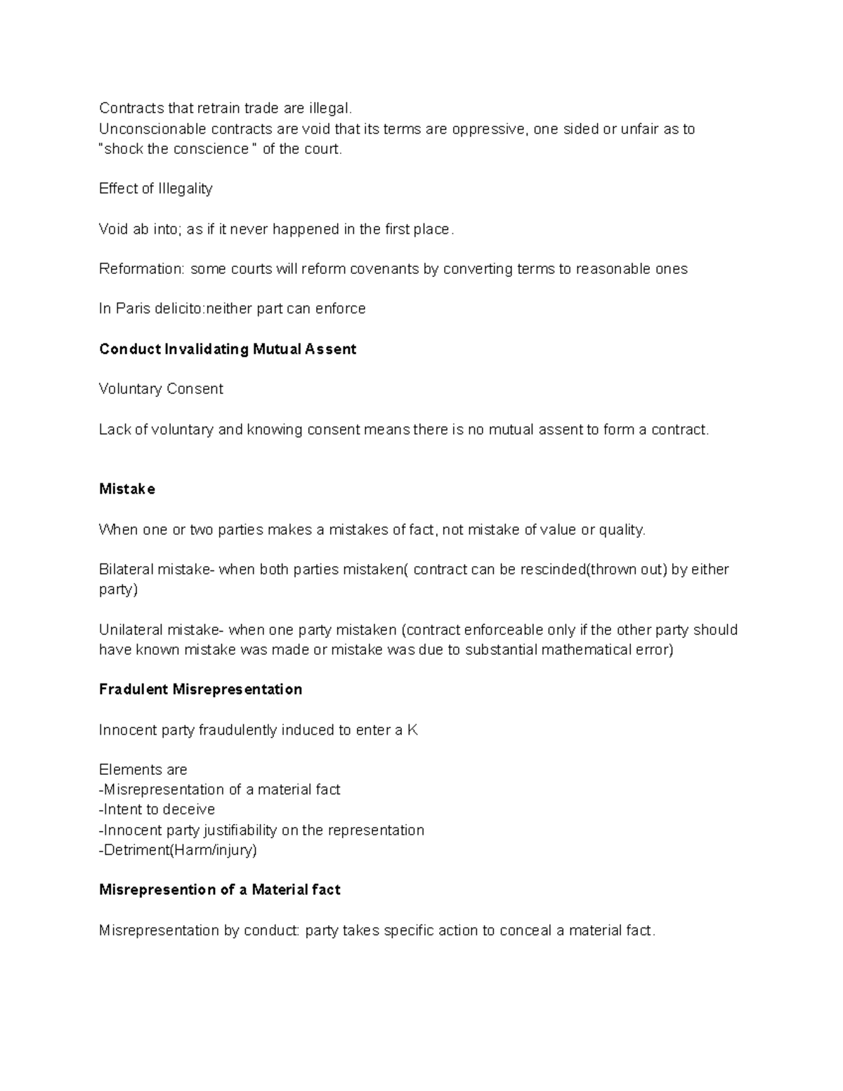 LAW 1101 Lecture Notes Key Law Terms And Terms Contracts That
