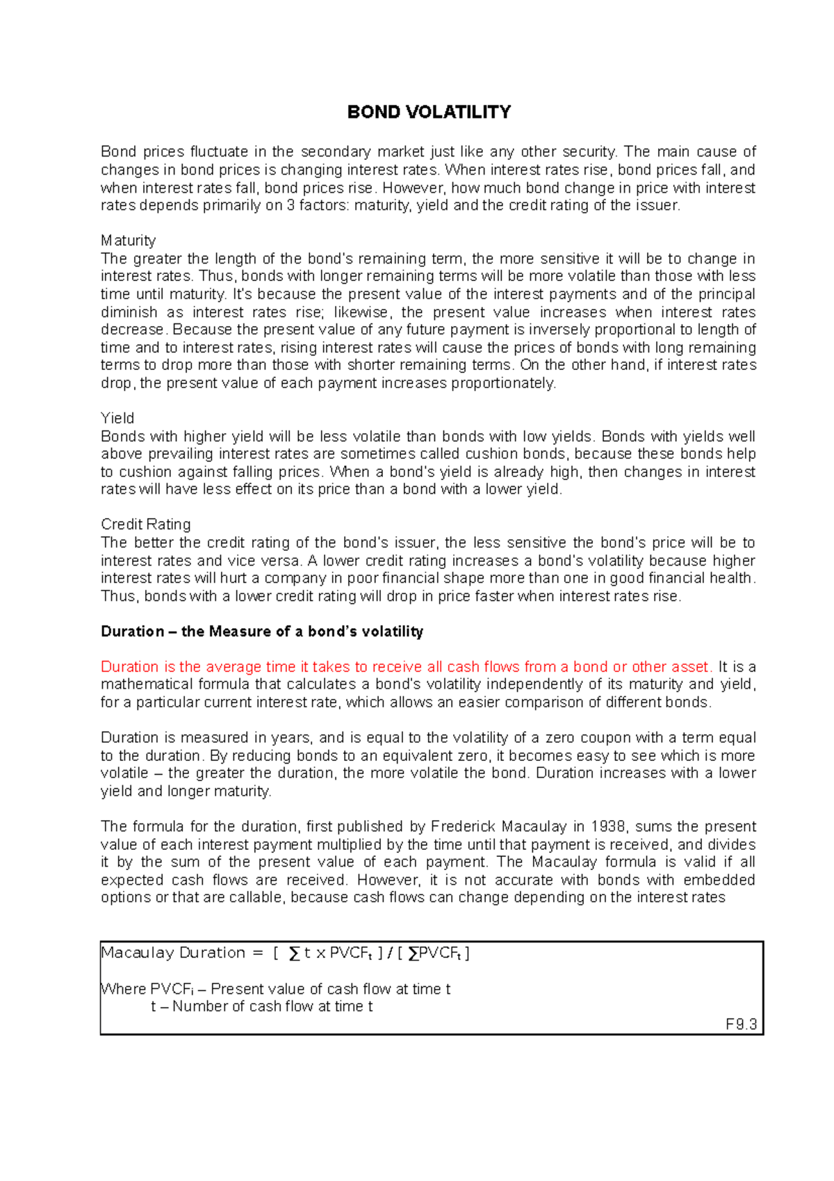 BOND Volatility - BOND VOLATILITY Bond prices fluctuate in the ...