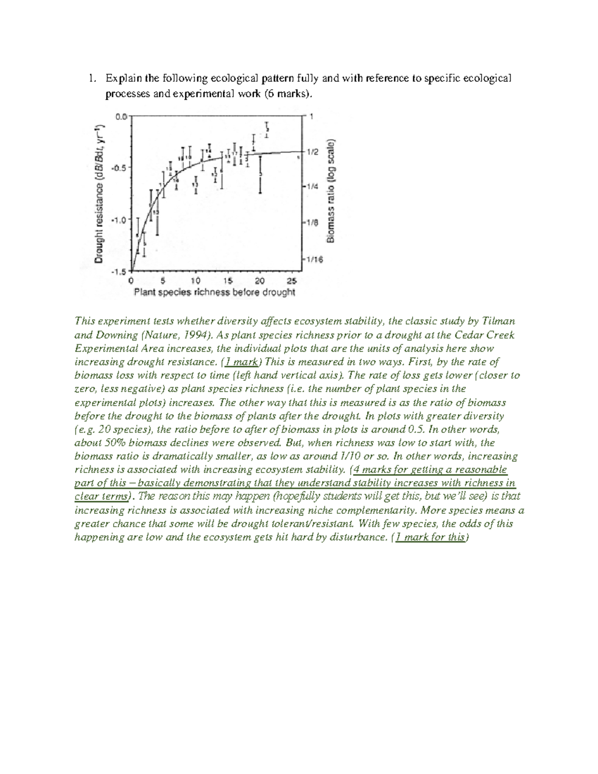 Midterm 2021 with answers - Explain the following ecological pattern fully and with reference to ...