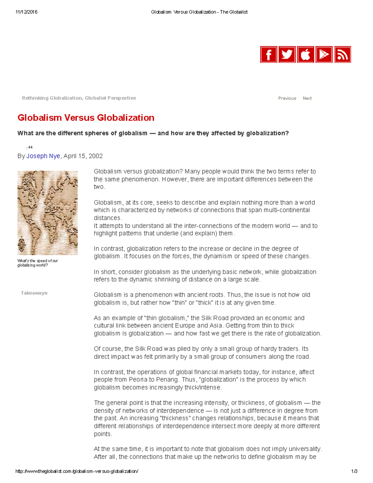 Globalism Versus Globalization - However, there are important ...