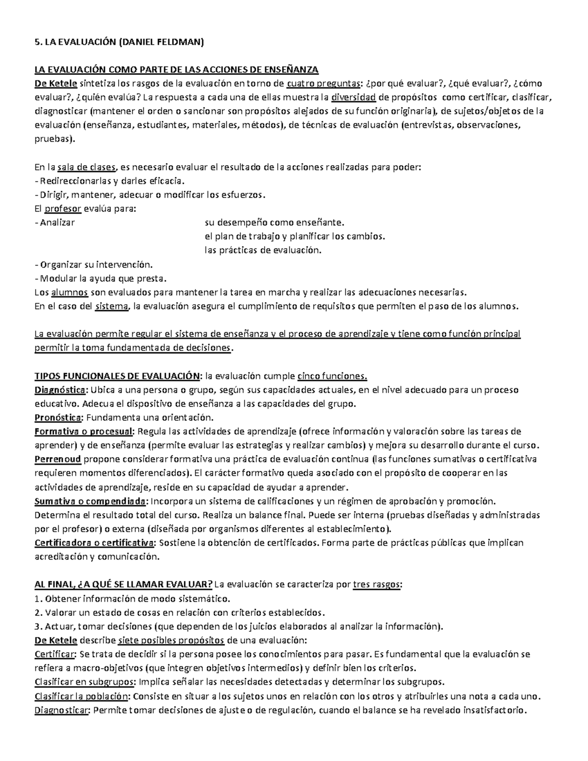 5. La evaluación (Daniel Feldman) - 5. LA EVALUACIÓN (DANIEL FELDMAN ...