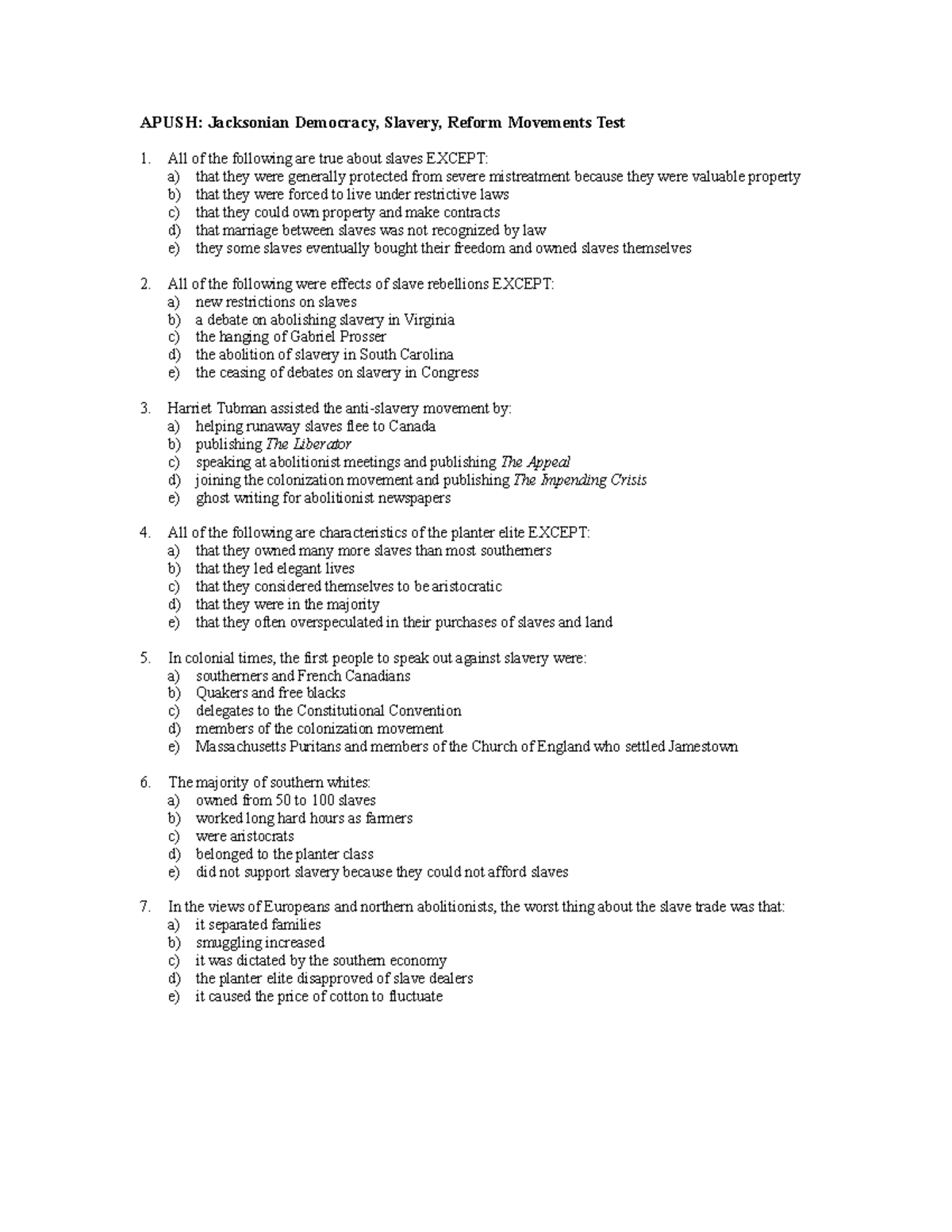 AP Jacksonian Democracy Test 2014 Old Format - APUSH: Jacksonian ...