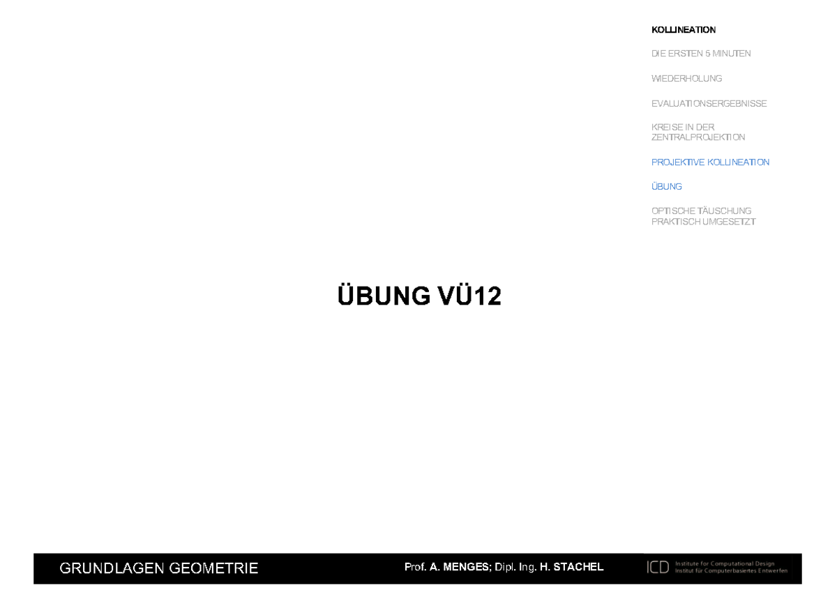 VUe12 Loesung - step by step lösung - ÜBUNG VÜ KOLLINEATION DIE ERSTEN 5 MINUTEN WIEDERHOLUNG ...