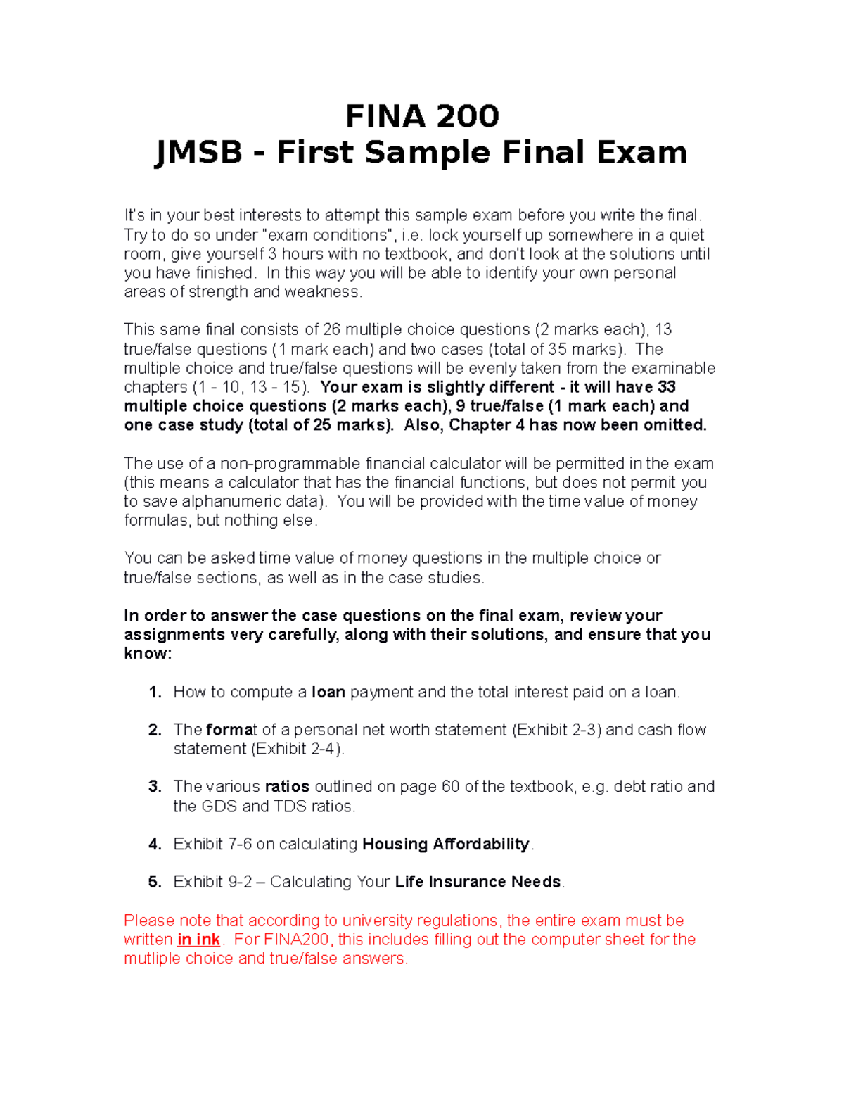 Sample Final - Try to do so under “exam conditions”, i. lock yourself ...