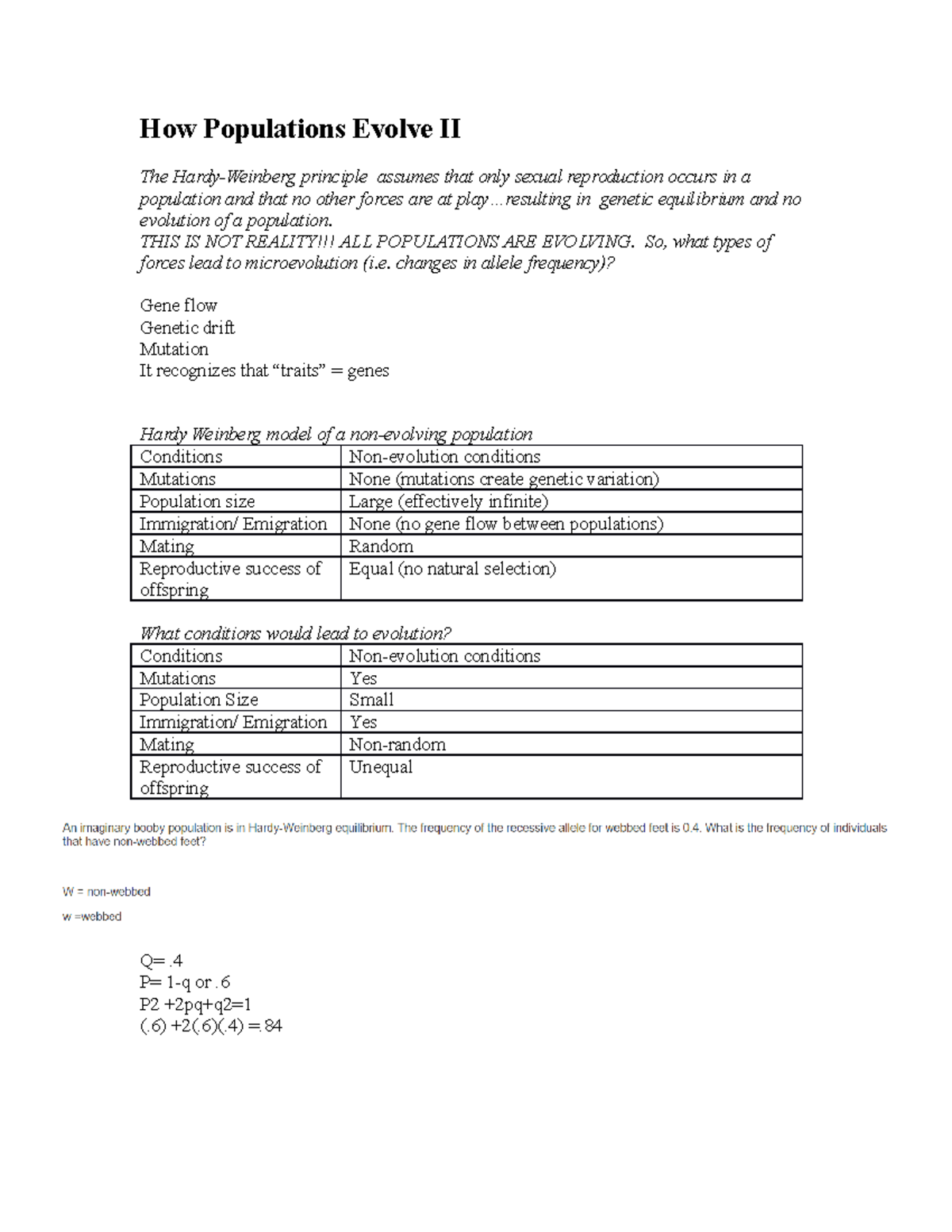 Lesson 23 Class Outline How Populations Evolve Part 2 - How Populations ...