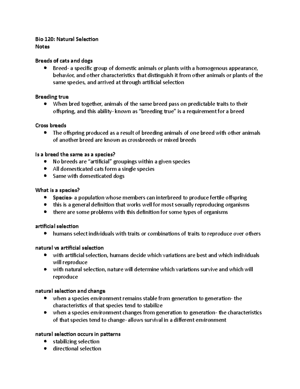 Bio 120- breeds species and natural selection - Bio 120: Natural ...