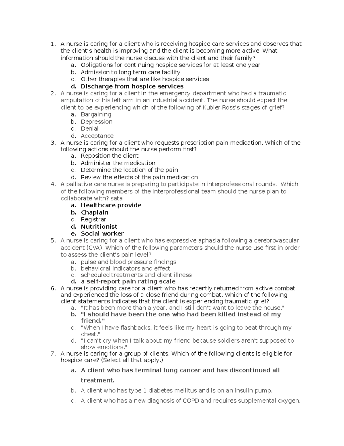 215 practice exam 30qs - this will help - A nurse is caring for a ...