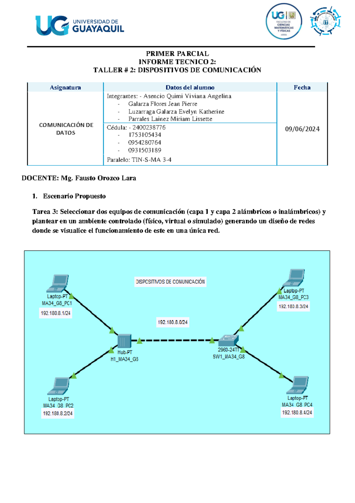 MA34 G8 T2 - Subnetting - PRIMER PARCIAL INFORME TECNICO 2: TALLER # 2 ...