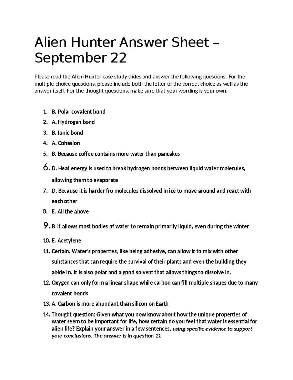 Alien Hunter Student Answer Sheet 2023-2 - Alien Hunter Answer Sheet ...
