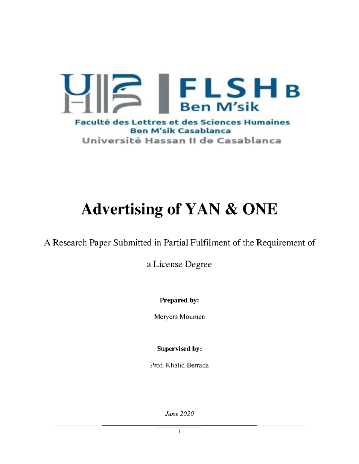 YAN AND ONE Advertising Moumen Meryem - I Advertising of YAN & ONE A ...