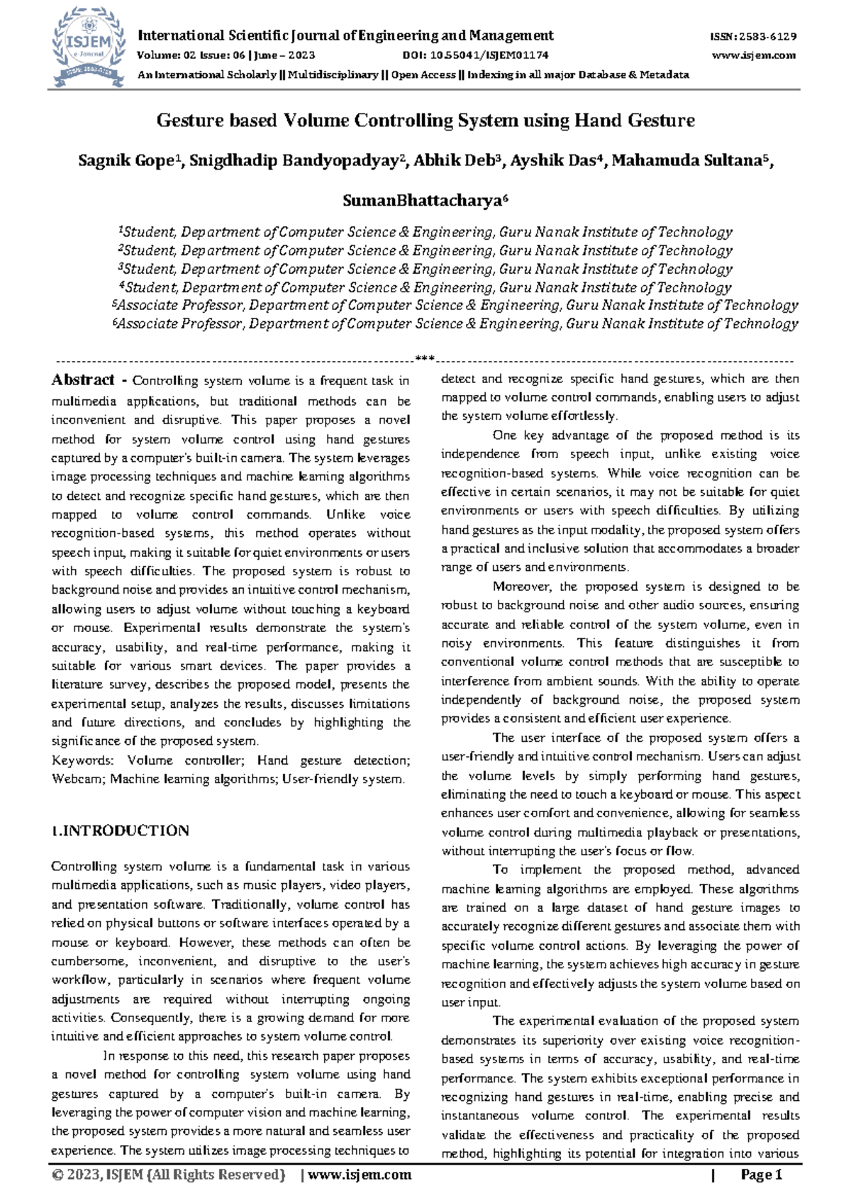 Gesture based Volume Controlling System using Hand Gesture - Volume: 02 ...