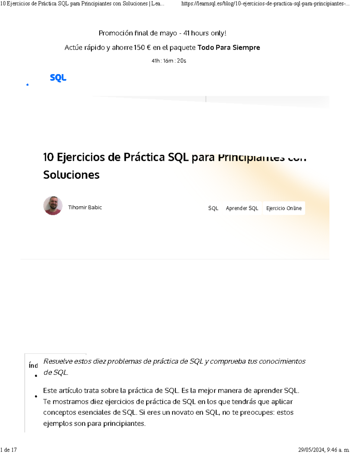 10 Ejercicios de Práctica SQL para Principiantes con Soluciones Learn ...