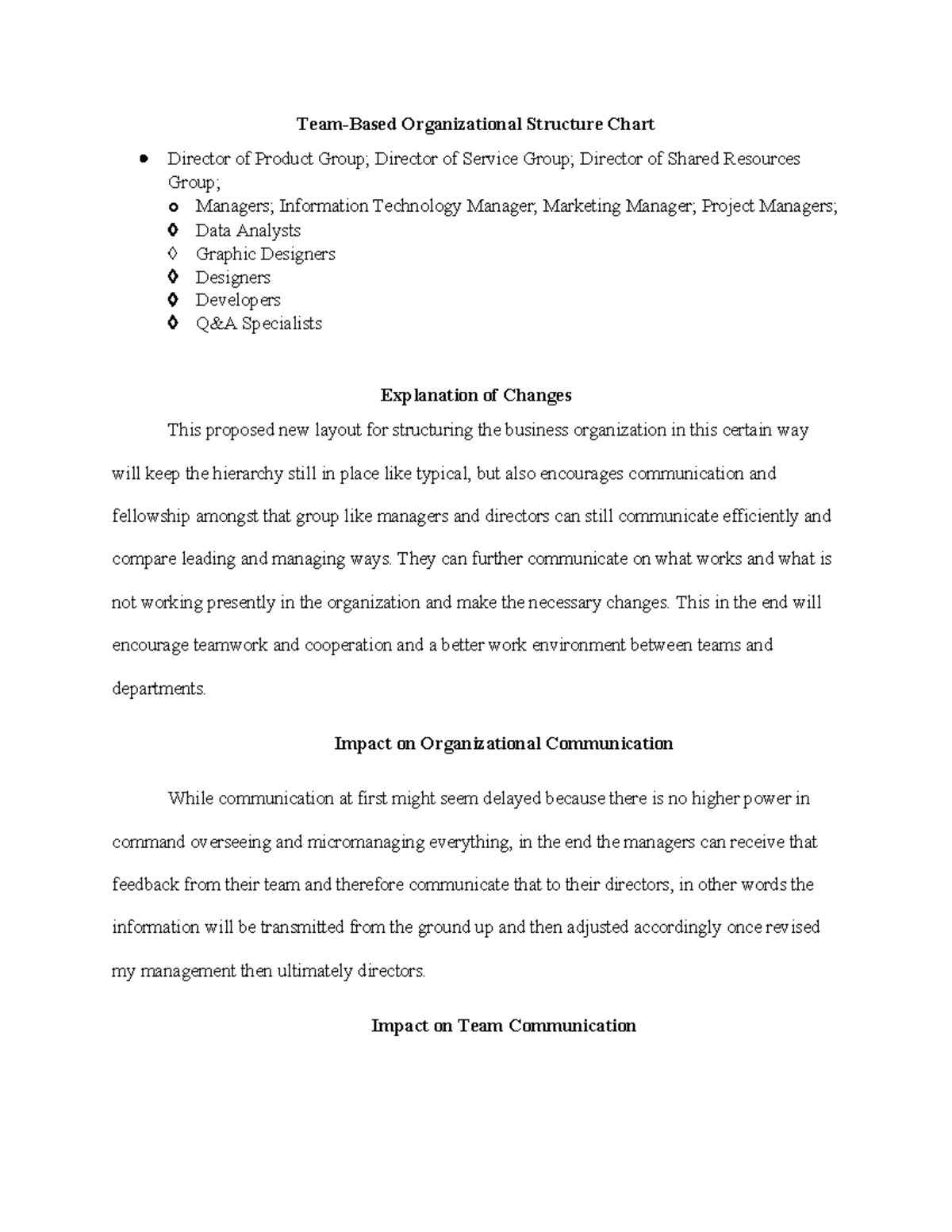 6-3 Assignment - Team-Based Organizational Structure Chart Director of ...