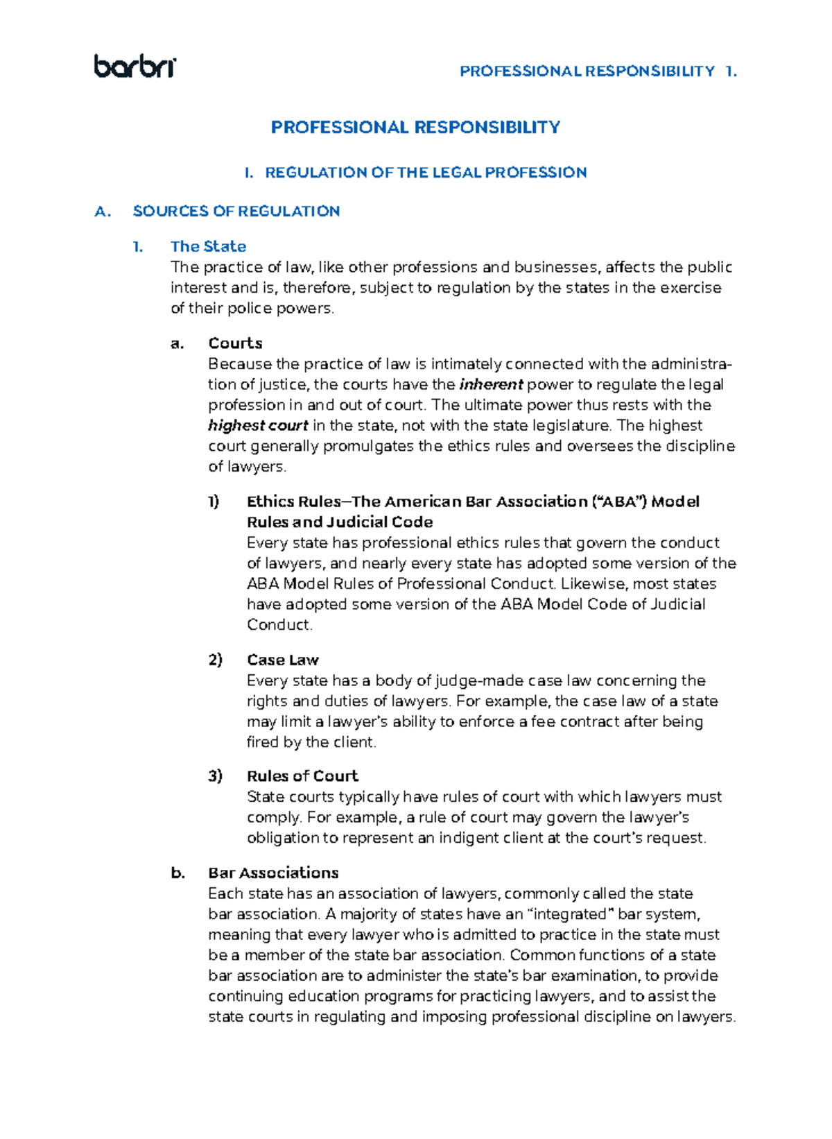 Module 1 Regulation of the Legal Profession 1 - PROFESSIONAL ...
