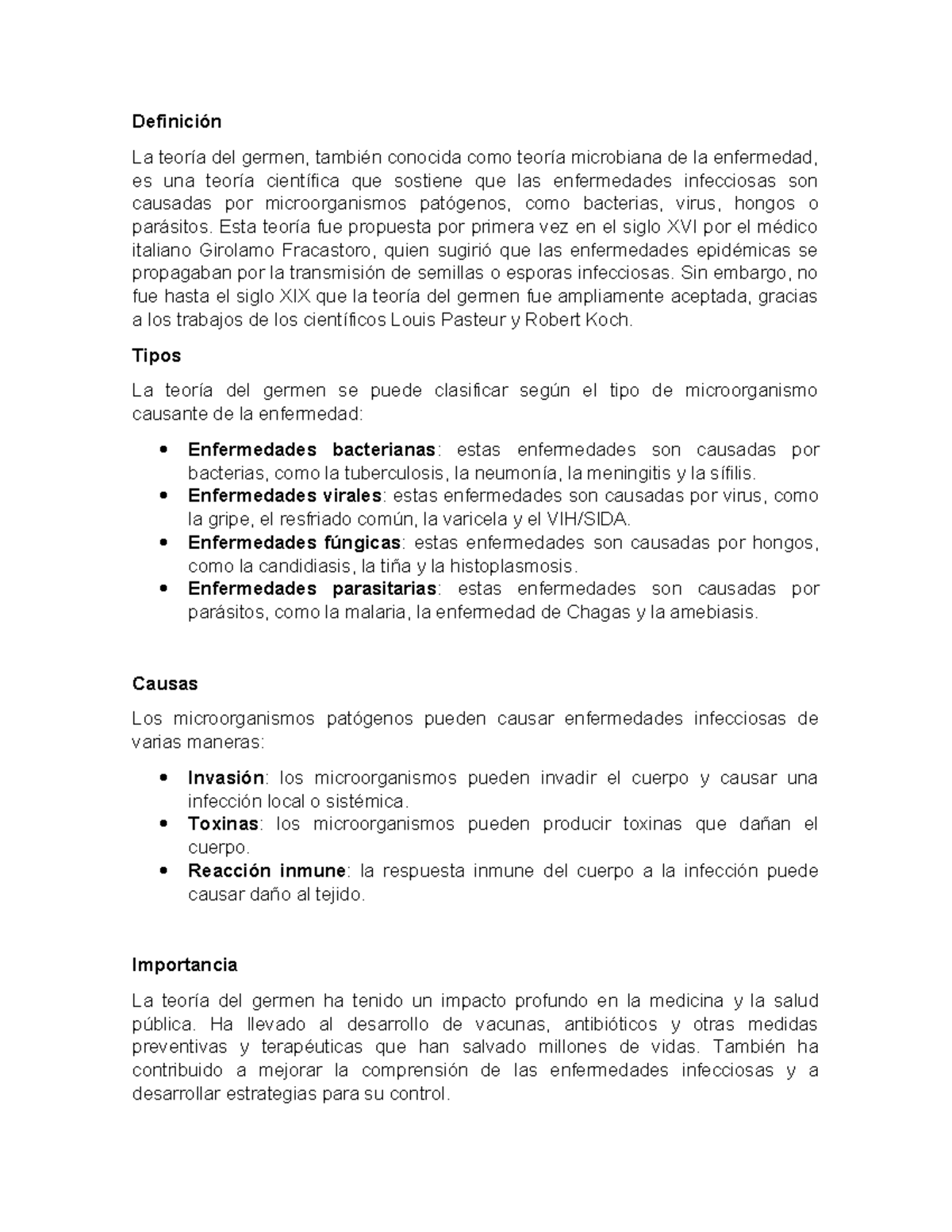 Teoriadel Germen - Resumen Enfermedades infectocontagiosas - Definición ...