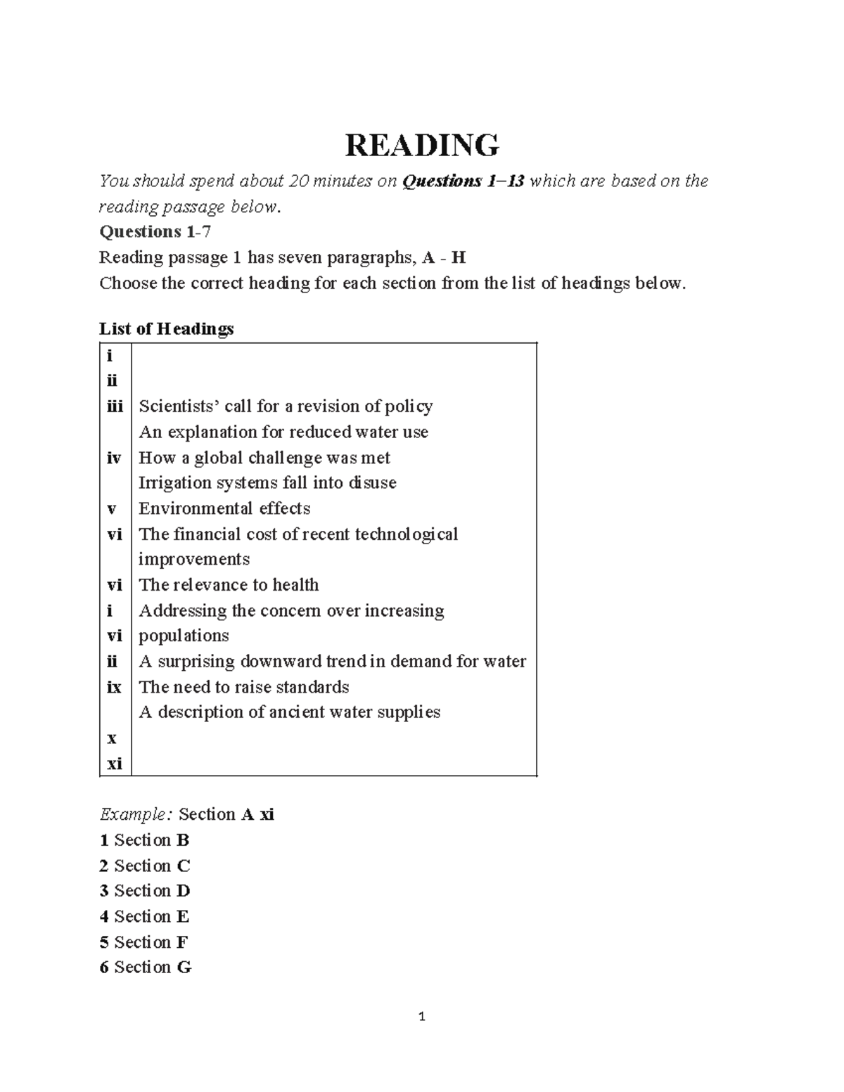 Extra Reading - ....pass - READING You should spend about 20 minutes on ...