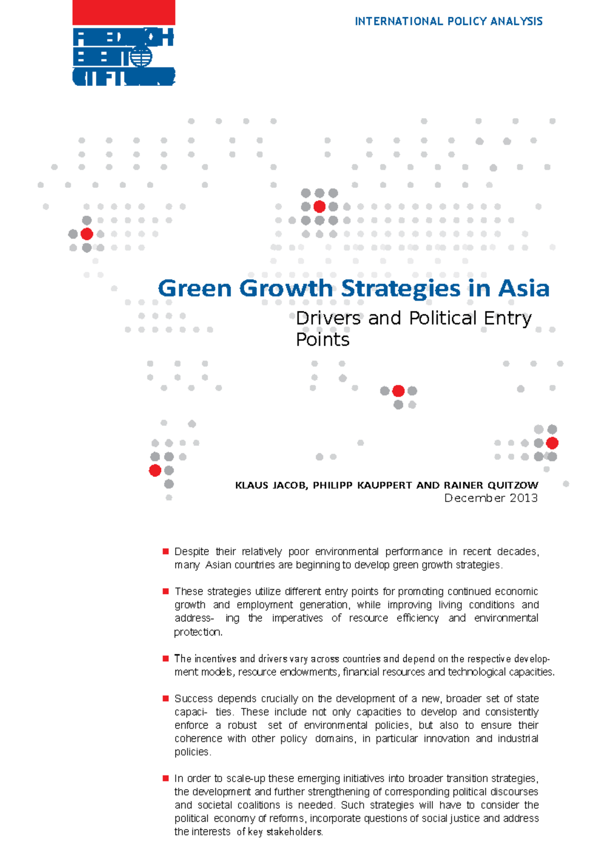 Green Growth Strategies in Asia - INTERNATIONAL POLICY ANALYSIS Green ...