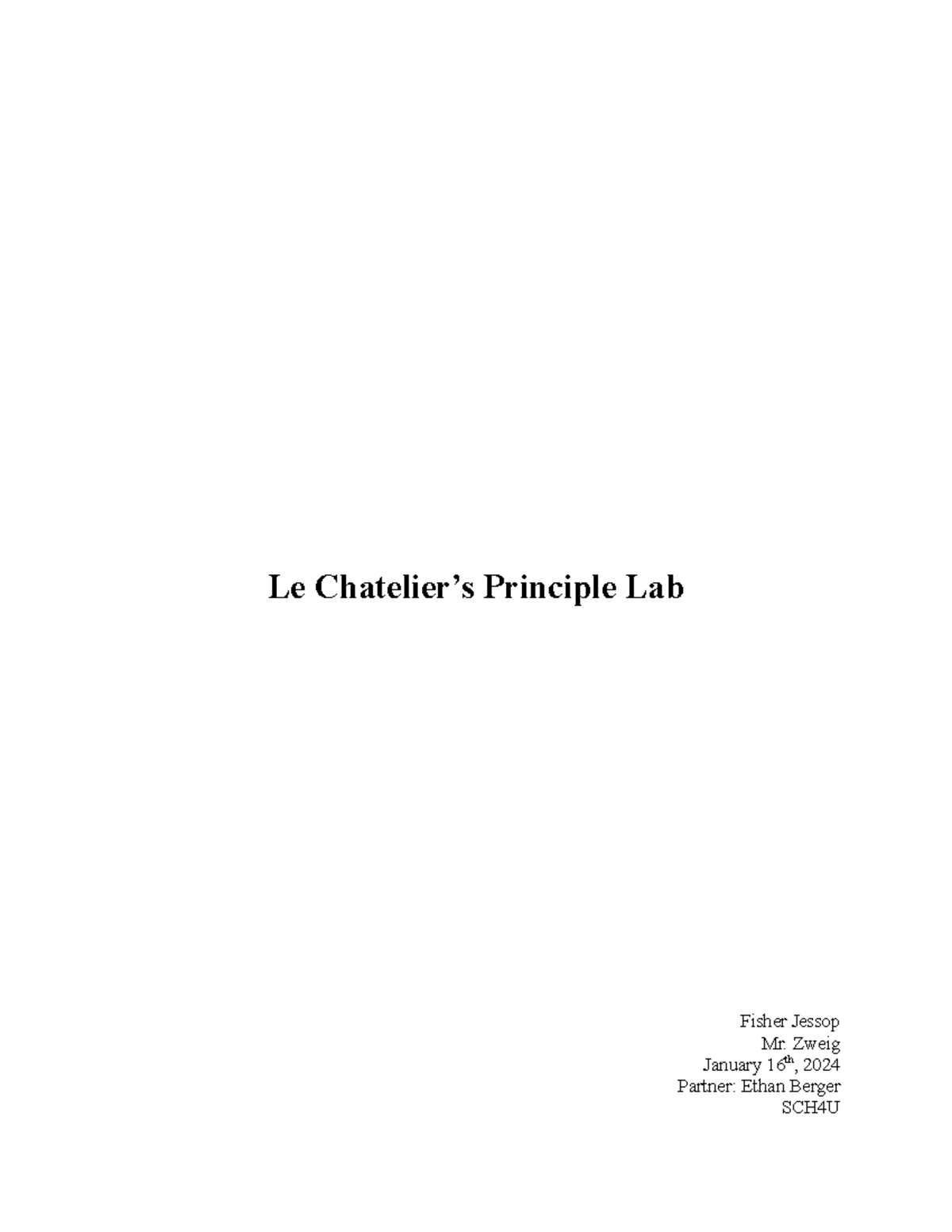 Chem LAB Chatelier - Le CHaterlier principle notes - Le Chatelier’s ...