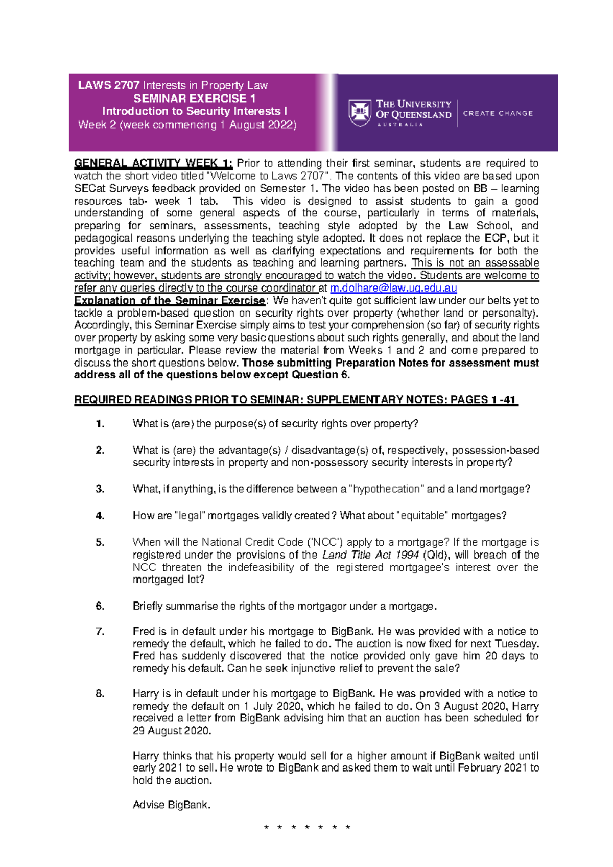 Seminar Exercise 1 2022 Security Interests I - GENERAL ACTIVITY WEEK 1 ...