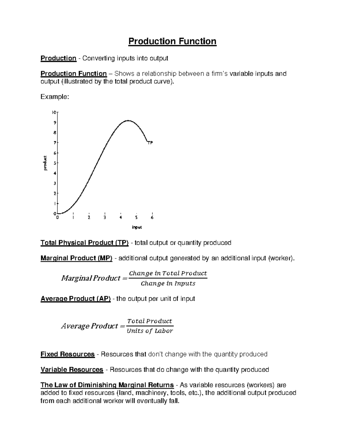 Production Function notes Production Function Production Converting production-function-notes-production-function-production-converting