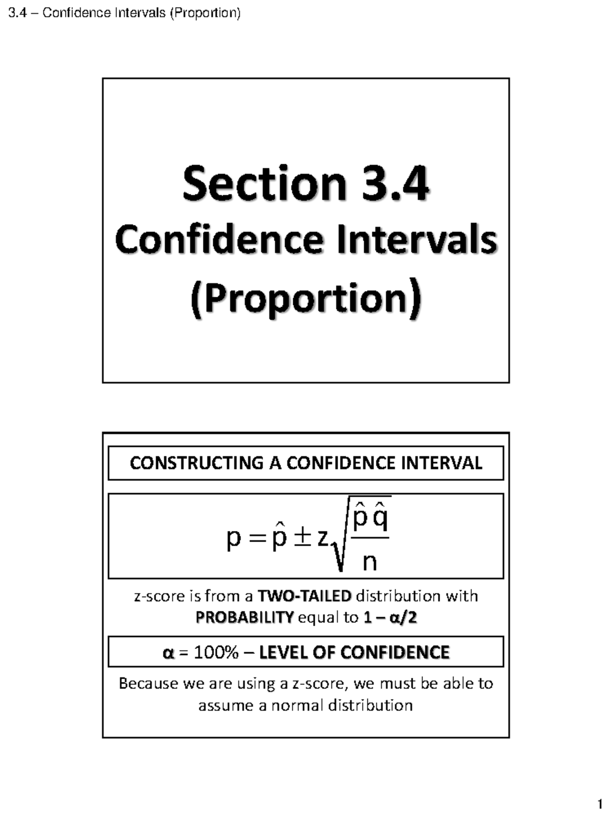 3.4 - Confidence Intervals (Proportion) (Solutions) - Section 3. Confidence Intervals ...