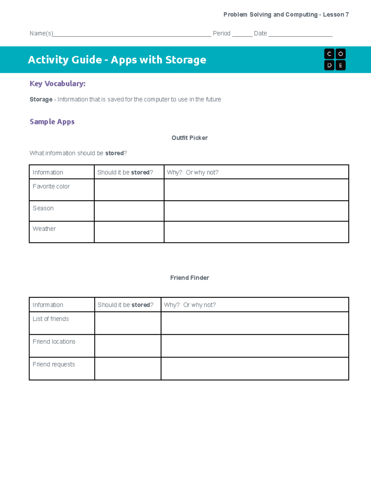 U1L07 - Activity Guide - Apps with Storage - Problem Solving and ...