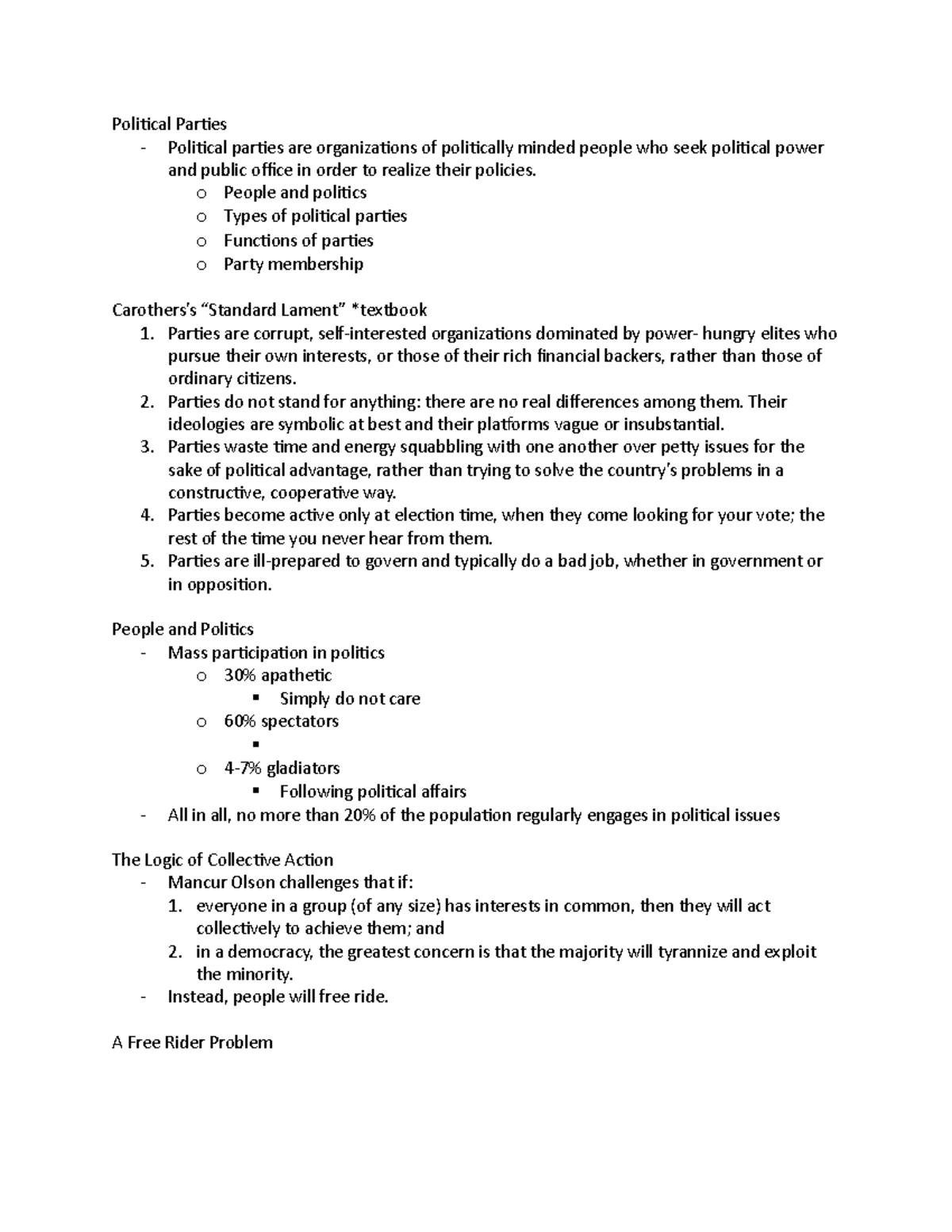 Political Parties 8 - Lecture notes 8 - Political Parties - Political ...