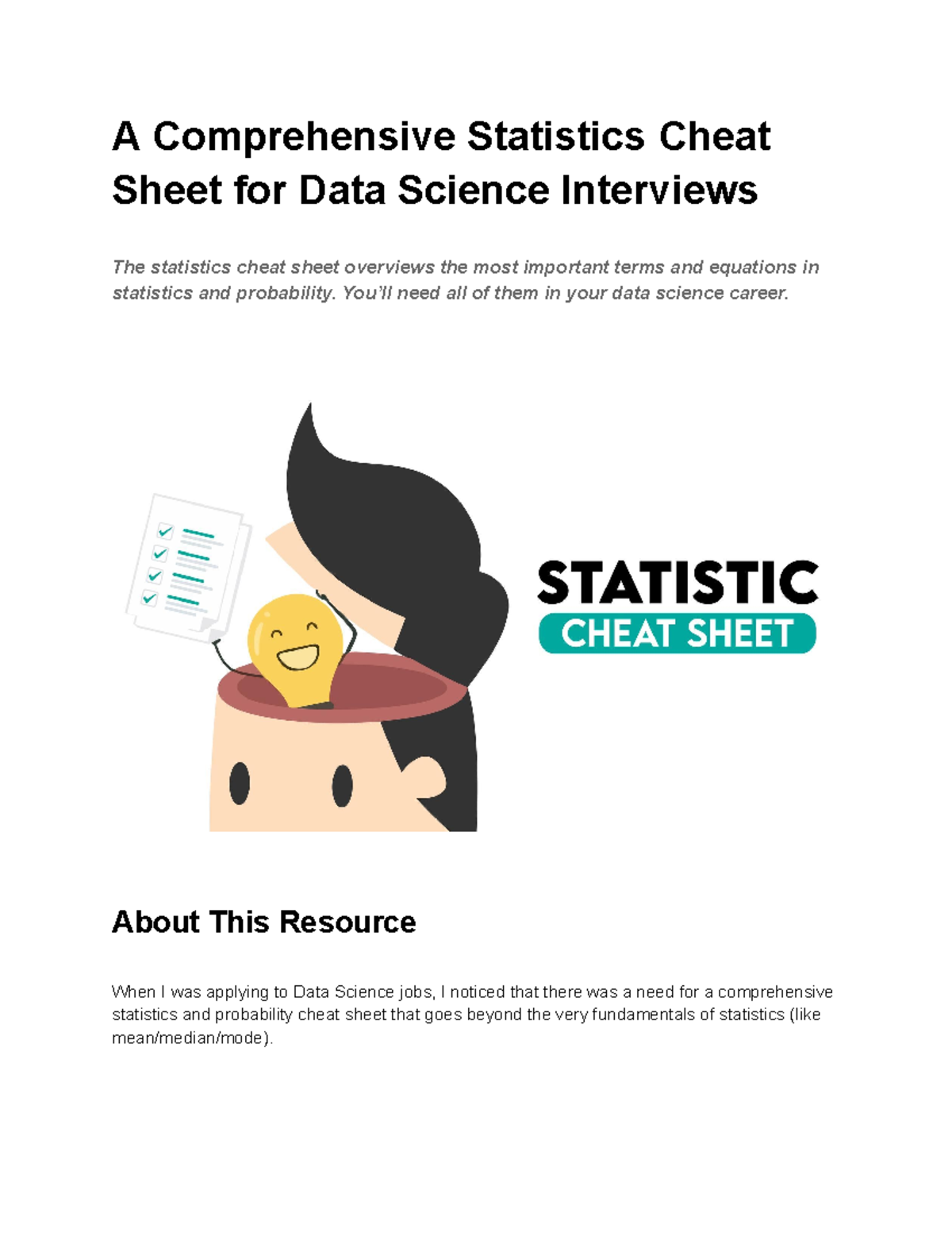 A Comprehensive Statistics Cheat Sheet for Data Science - Copy - A ...