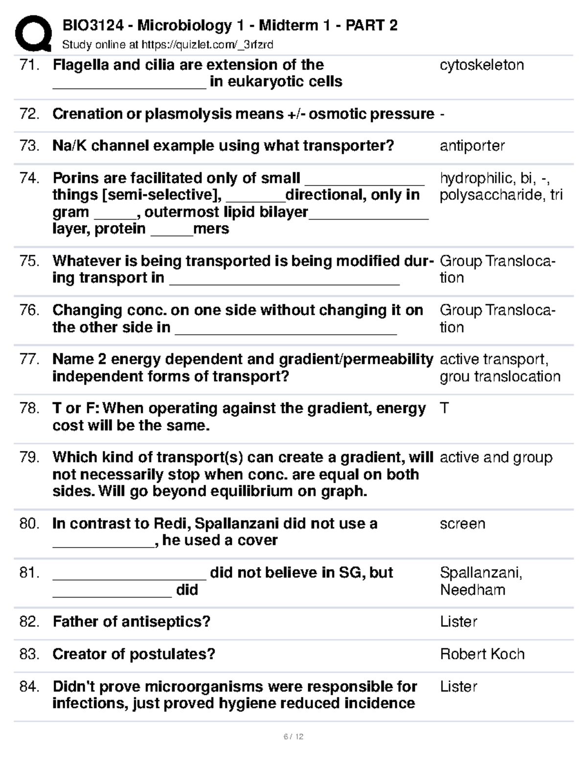 BIO3124 - Microbiology 1 - 6Midterm 1 - PART 2 - BIO3124 - Microbiology ...
