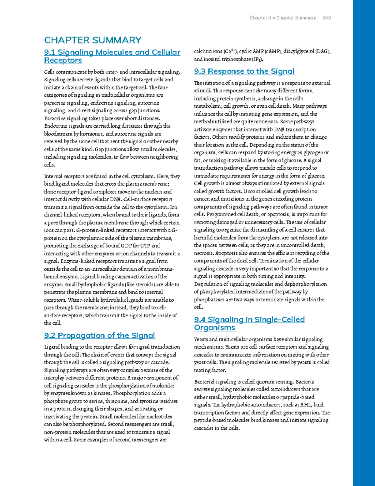Chapter 9 Cell Communication Part 11 - CHAPTER SUMMARY 9 Signaling Molecules and Cellular ...