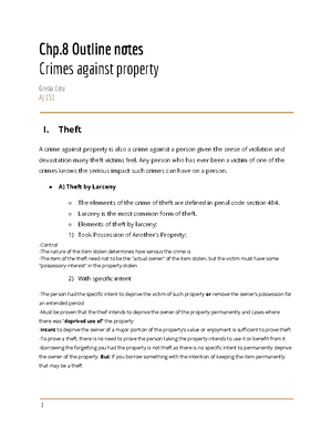 AJ 151: CHP.6 Outline Notes/Crime classification and punishment ...