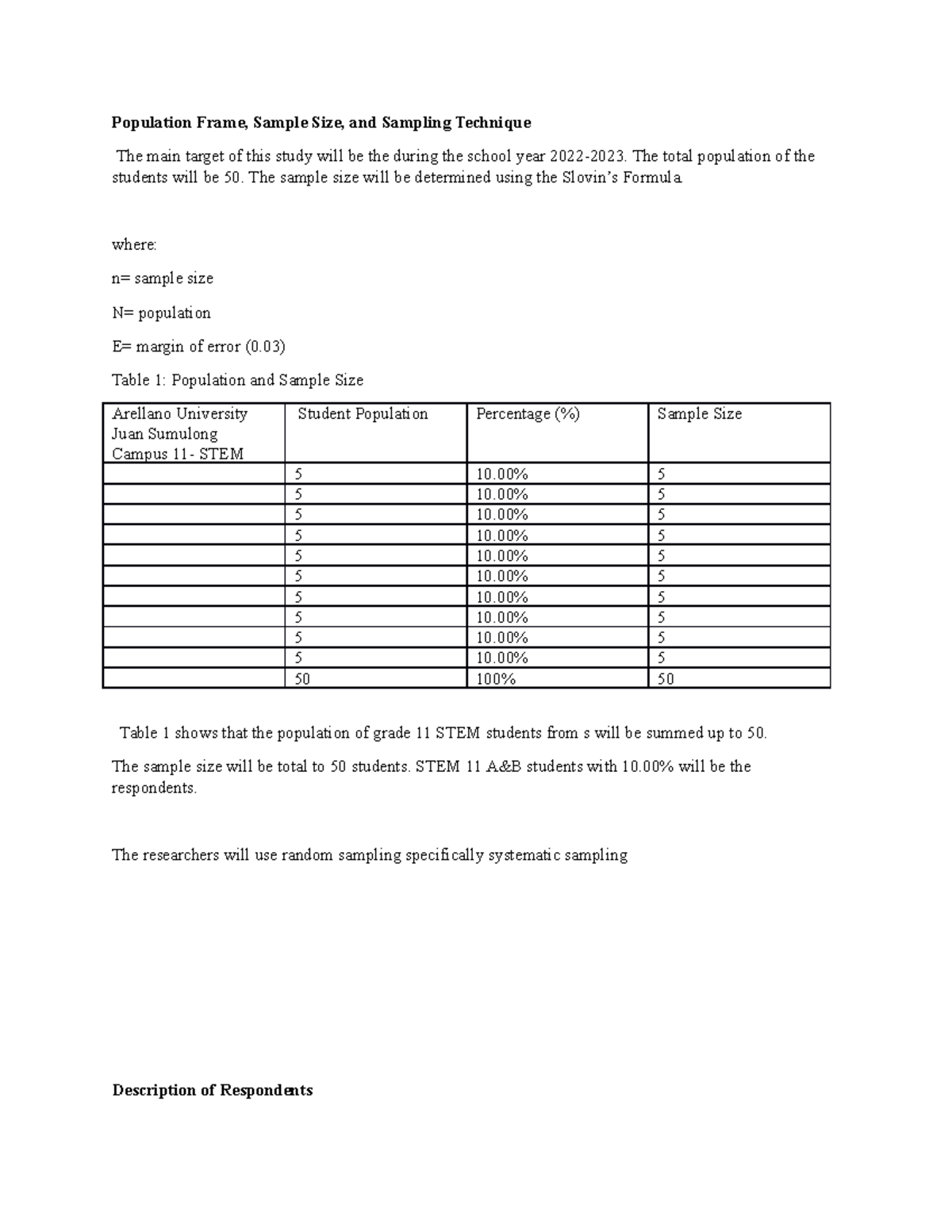 Chapter 3 - Population Frame, Sample Size, and Sampling Technique The ...