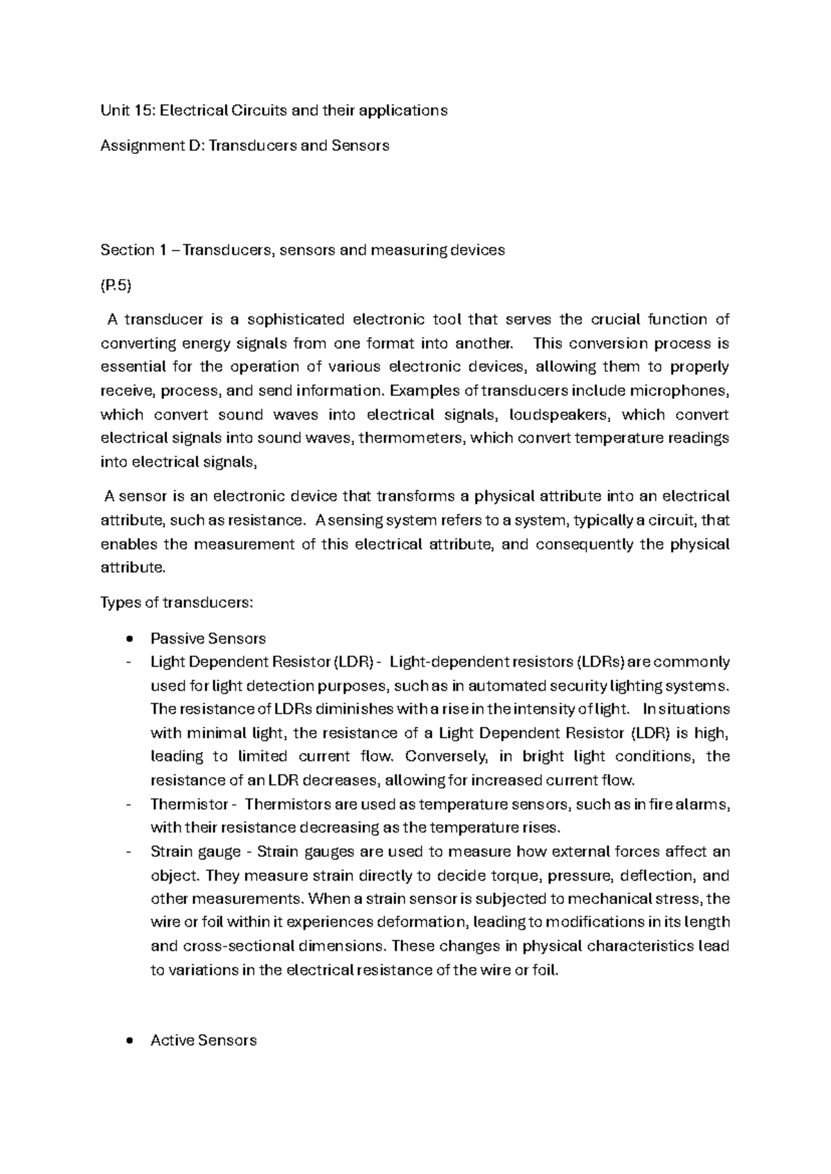Unit 15 D Assignment Unit 15 Unit 15 Electrical Circuits And Their Applications Assignment