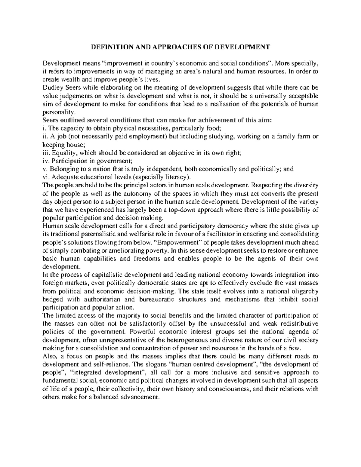 Unit-3 - Notes - DEFINITION AND APPROACHES OF DEVELOPMENT Development ...