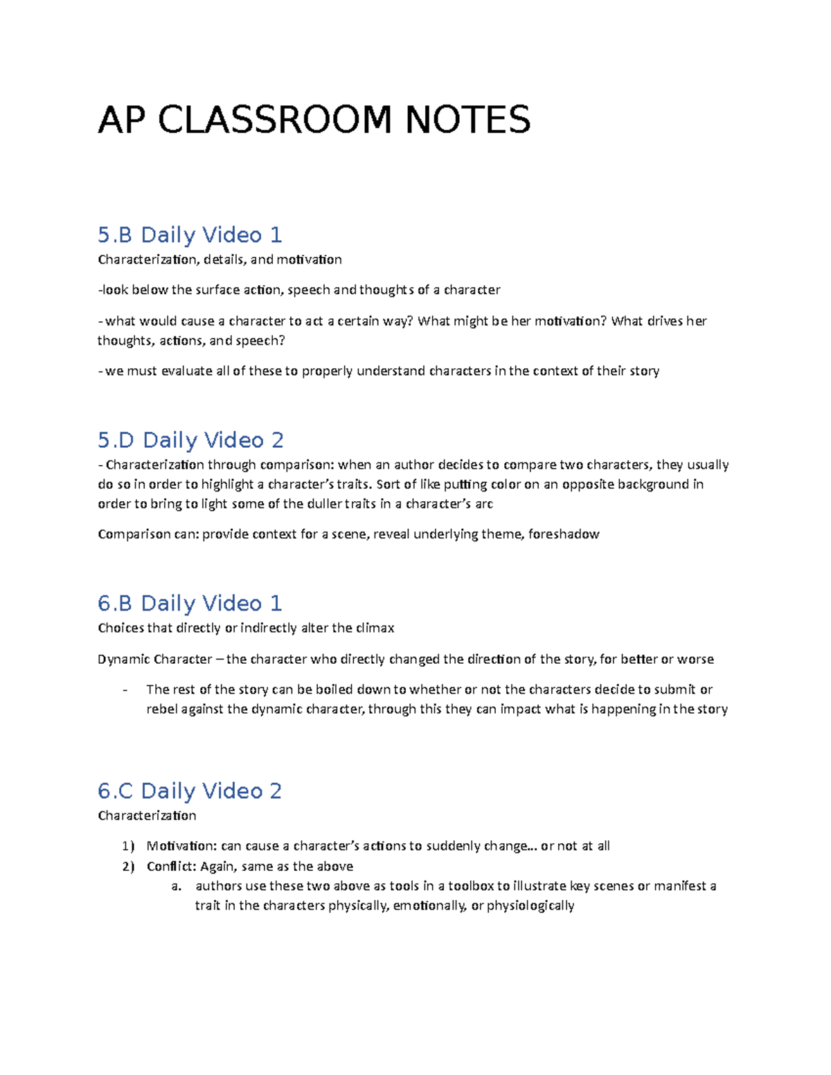AP Classroom Notes - cool stuff - AP CLASSROOM NOTES 5 Daily Video 1 ...