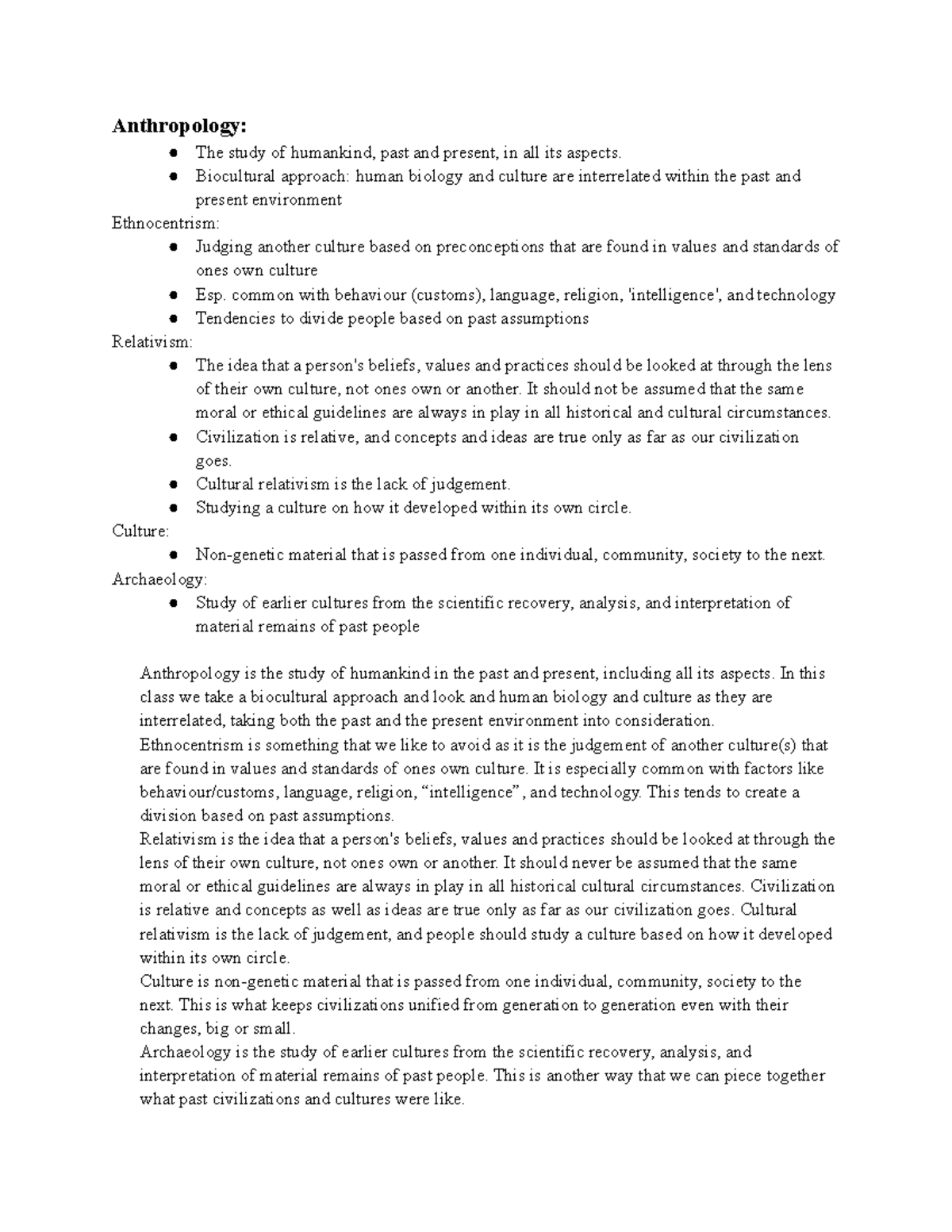 Anthro 1026 Notes - Anthropology: The study of humankind, past and ...