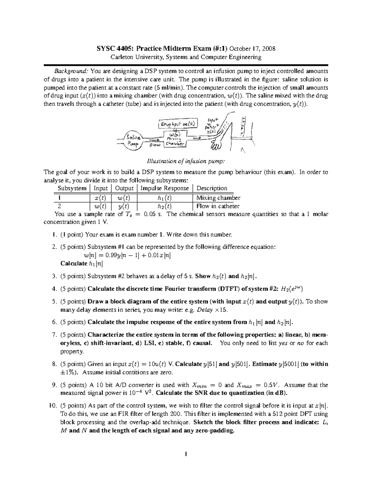 SYSC4405 Practice Midterm Fall08 - SYSC 4405: Practice Midterm Exam ...
