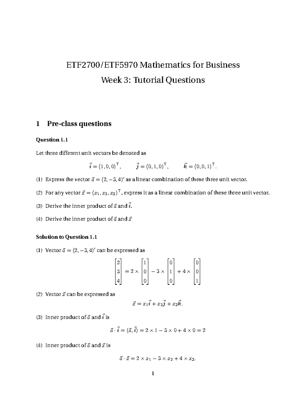 Week3 - W3 Tutorial solution - ETF2700/ETF5970 Mathematics for Business Week 3: Tutorial ...
