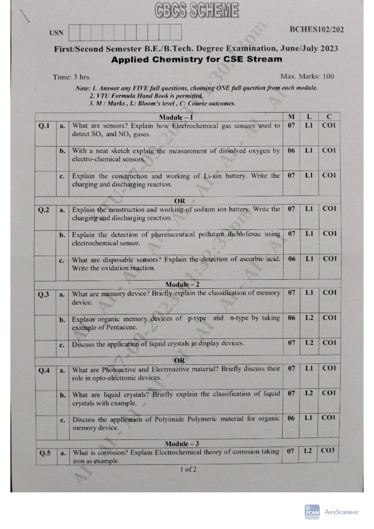 Study material for chemistry of CSE - GBGS SCHEME USN Semester Degree ...