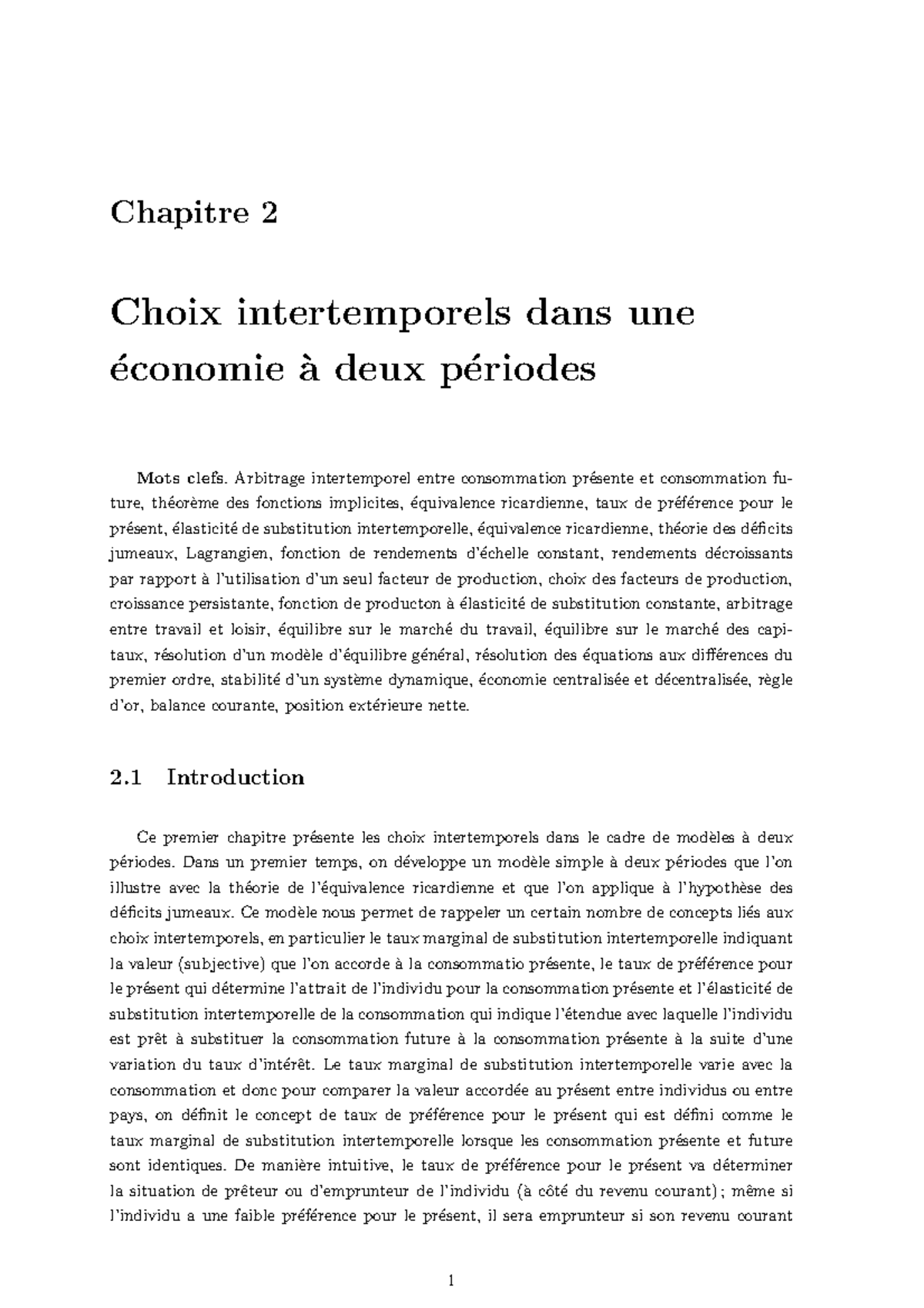 M1 Chap1 Part1 16 - Aide potentielle pour vos TD - Chapitre 2 Choix intertemporels dans une ...