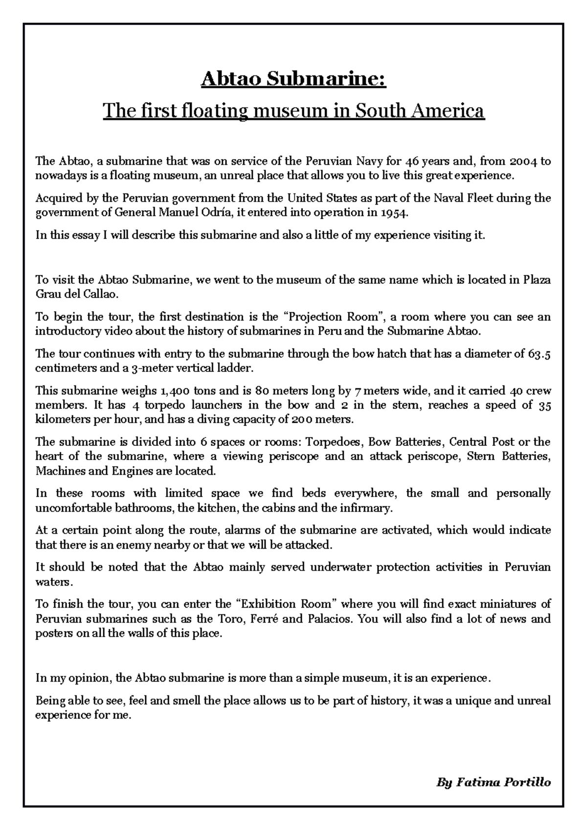 Abtao Submarine - Abtao Submarine: The first floating museum in South ...