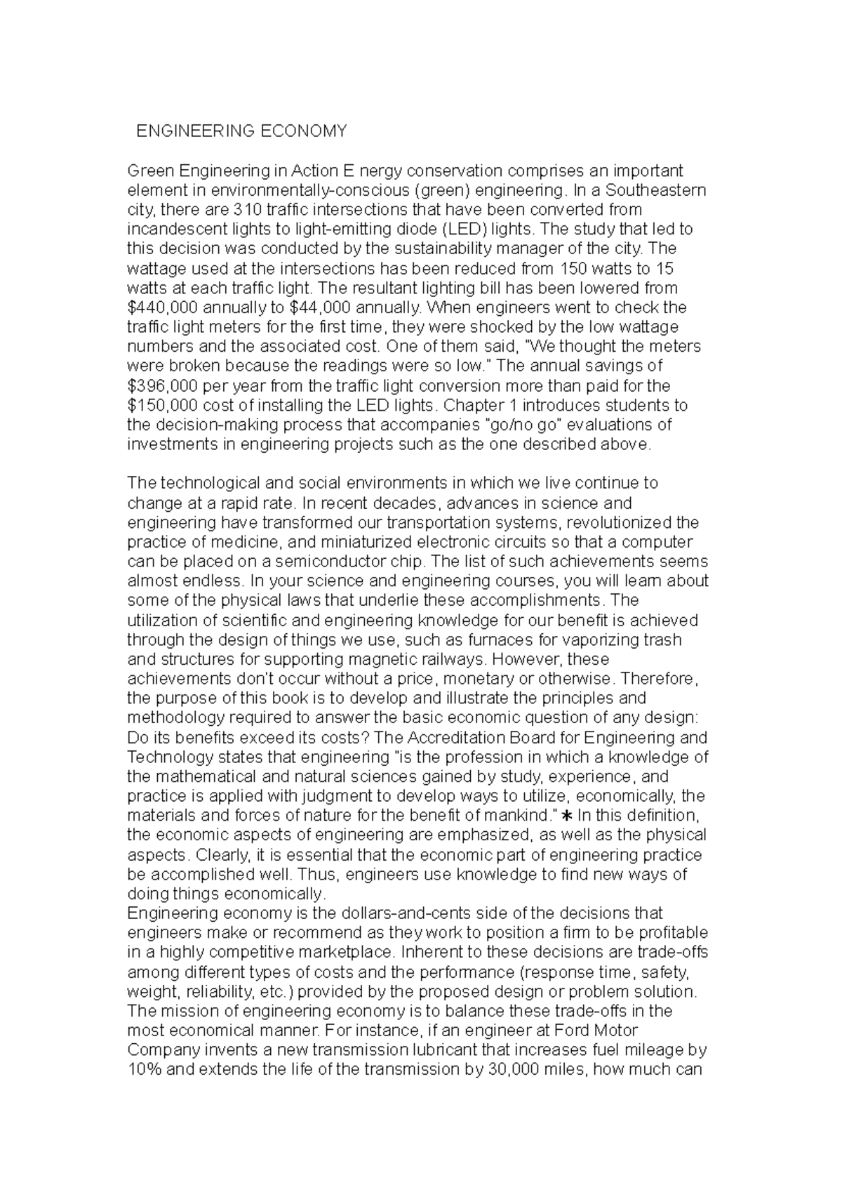 Engineering Economy - The problem is to maintain revenue not ...