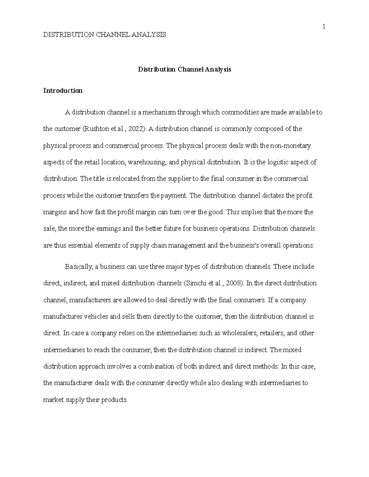 Distribution Channel Analysis - DISTRIBUTION CHANNEL ANALYSIS ...