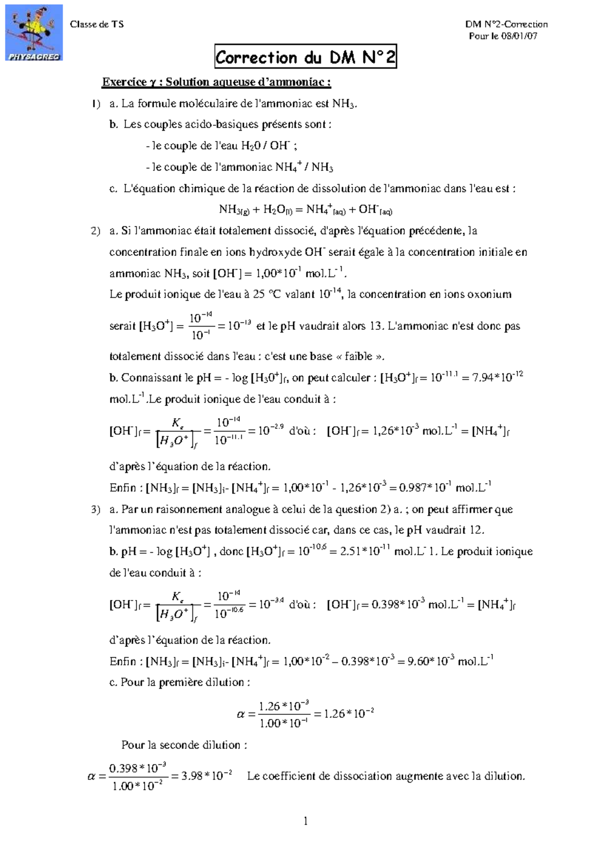 DM N2-correction - Summary Corrections: an Introduction - Classe de TS DM N°2-Correction Pour le ...