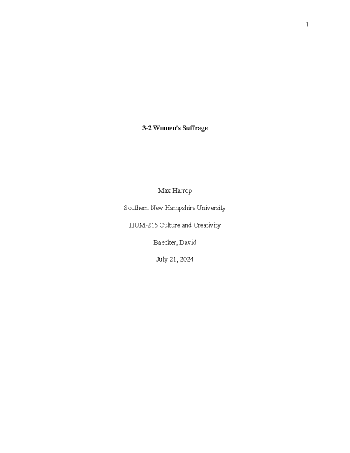 3-2 Women's Suffrage - paper for 3-2 - 3-2 Women's Suffrage Max Harrop ...